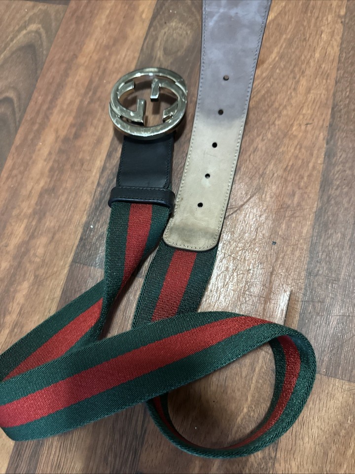 Authentic Gucci Web Red/Green Band Unisex(Men/Women) Belt 100/40 | eBay