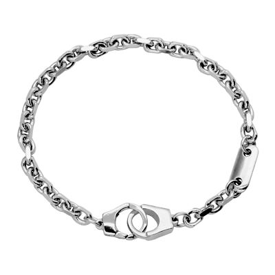 8.5" Mens Sterling Silver Italian Cable Chain Bracelet w/ Handcuff ...