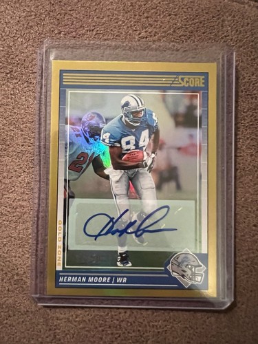 Herman Moore 2024 Panini Score #99 Gold Zone Parallel Auto /50 Detroit ...