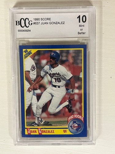 1990 Score Juan Gonzalez Rookie Baseball Card #637 BCCG 10 🎆 | eBay