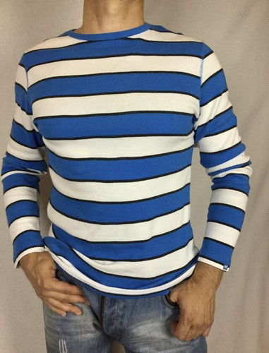 Incredible Point Zero Brand crew neck long sleeved blue and white ...