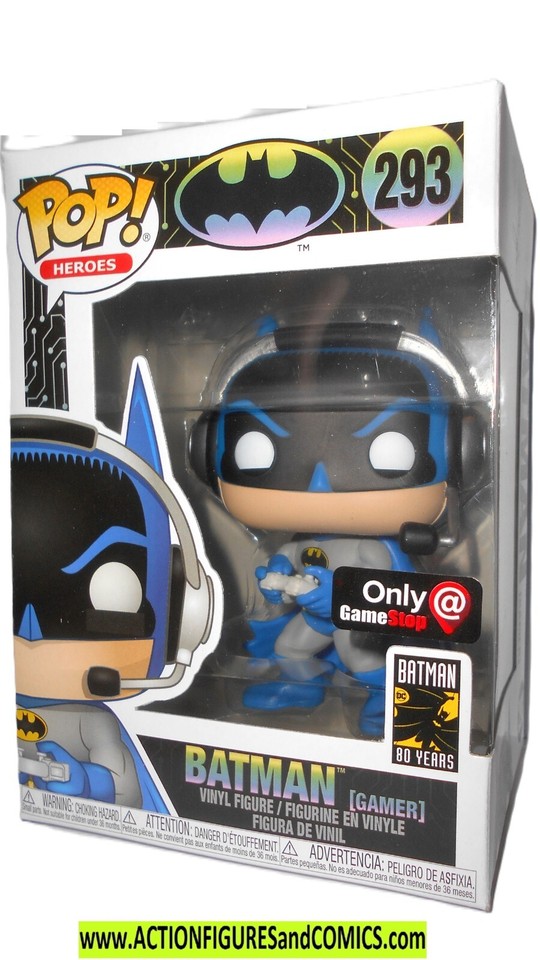 GAMESTOP Exclusive Funko Pop GAMER BATMAN 293 dc universe 2019 blue ...