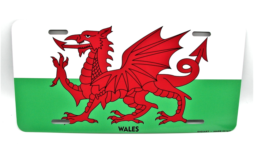WELSH, WALES FLAG WELSH DRAGON METAL NOVELTY CAR LICENSE PLATE AUTO TAG ...