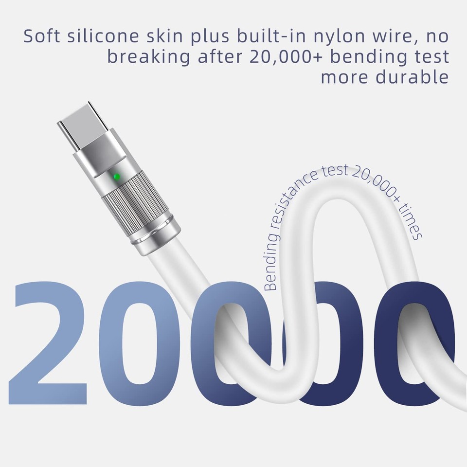 100W 6ft Durable Silicone Fast Charge USB C to USB C Cable MacBook ...