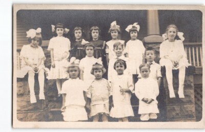 Weird & Spooky~Class Photo~Lurking Twins~Cue Music RPPC Postcard Hair ...
