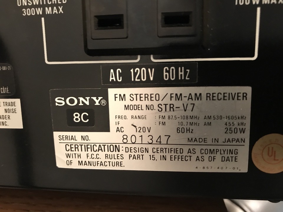 Sony STR V7 Vintage Stereo Receiver In Excellent Condition 150W Fully ...