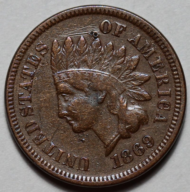 1869 Indian Head Cent - Damage - US Semi-Key 1c Penny Coin | eBay