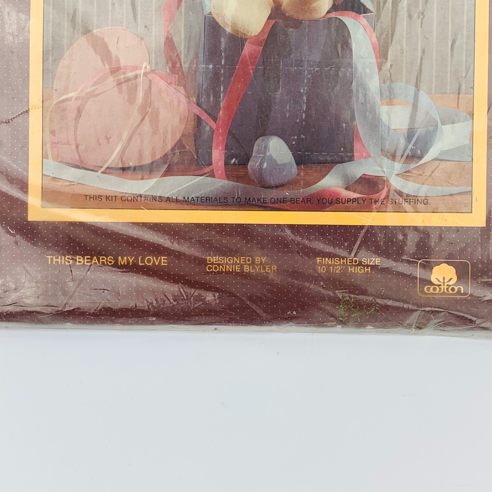 "This Bears My Love" ©1984 Sunset Stitchery Kit # 2886 10½" High Sew ...