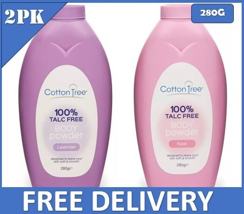COTTON TREE BODY POWDER 100% TALC FREE FOR BABY SOFT SKIN ROSE LAVENDER ...
