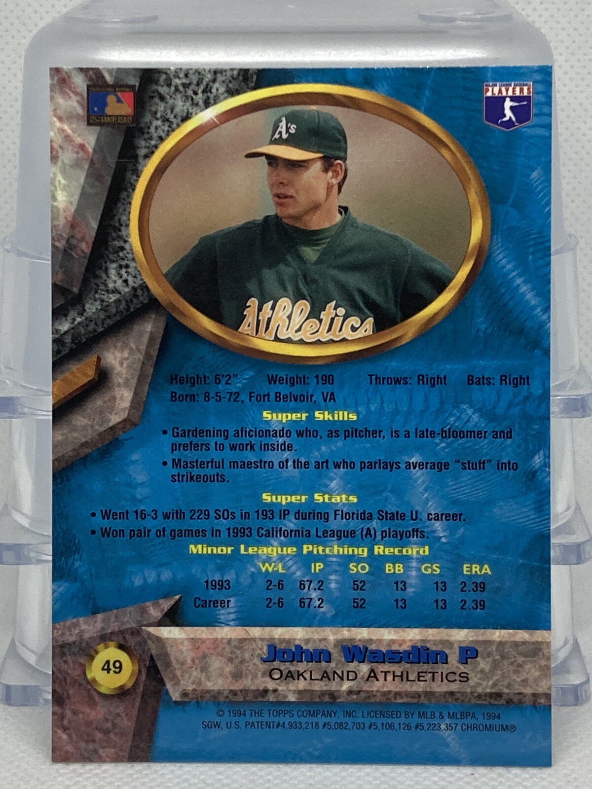 1994 Bowman's Best - John Wasdin #49 Blue Refractor (RC) for sale ...