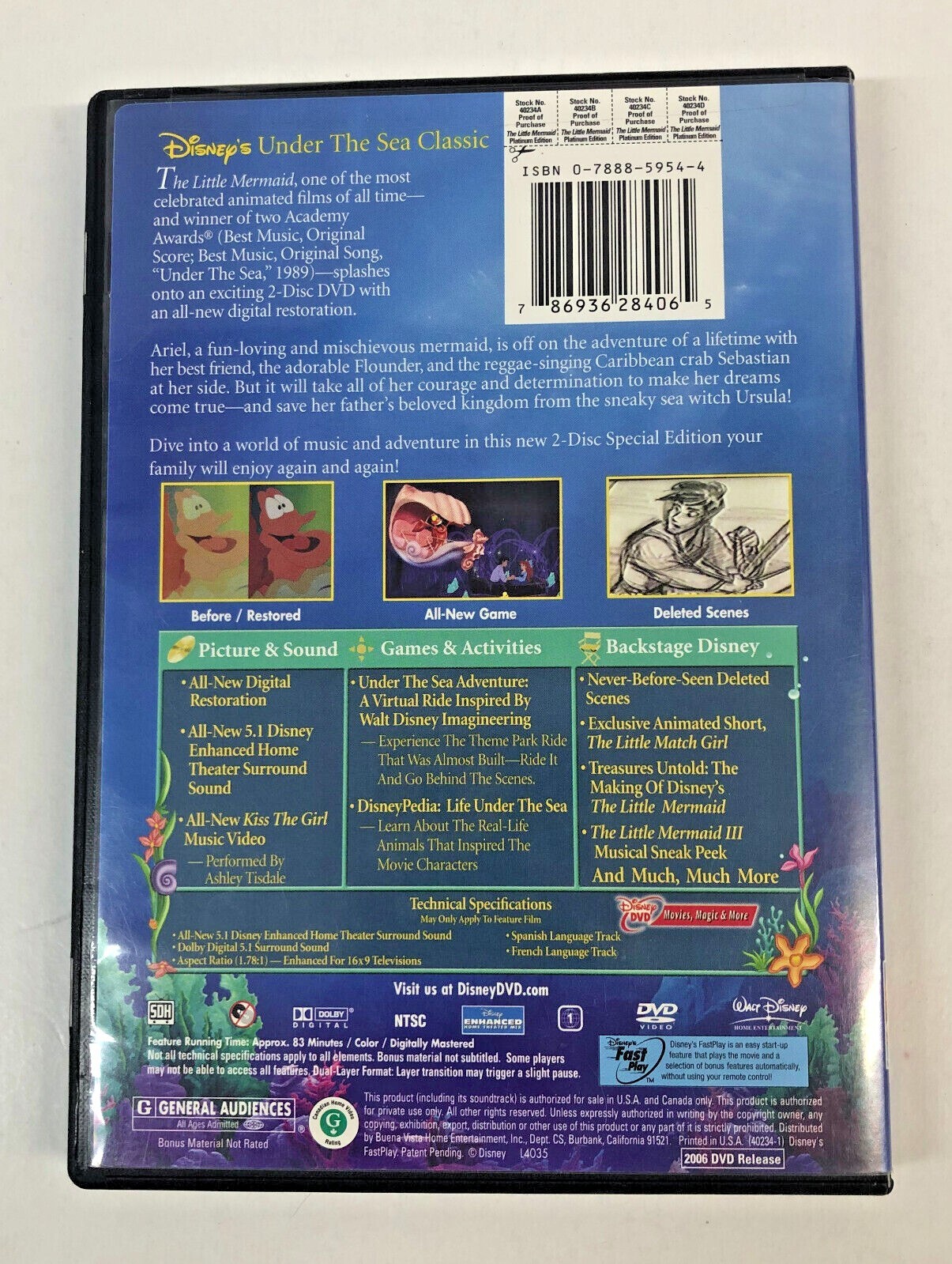 The Little Mermaid (2006, DVD) 2-Disc Special Platinum Edition, Walt ...