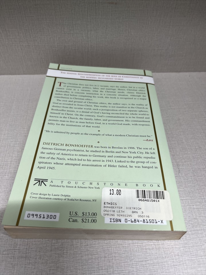 Ethics by Dietrich Bonhoeffer and Dietrich Bonhoeffer O3KD ...