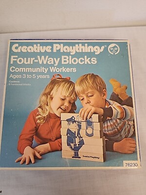 MOD CREATIVE PLAYTHINGS #76230 WOOD FOUR WAY BLOCKS COMMUNITY WORKERS ...