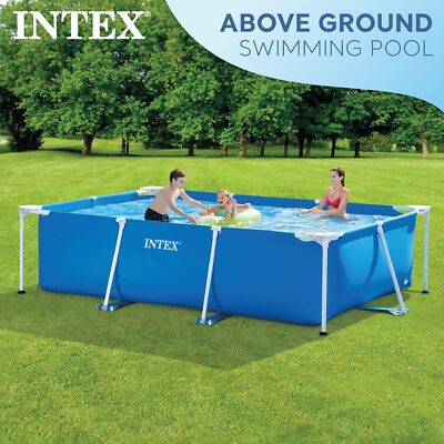Intex 9ft Swimming Pool Outdoor Garden Paddling Pool Rectangle Metal ...
