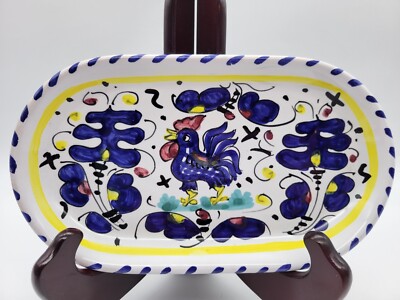 Italy Sambuco Mario Deruta Rooster Pottery Oval Trinket Dish | eBay