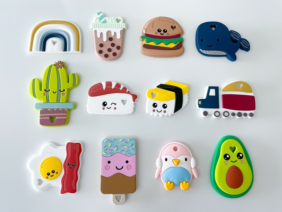 New Eggs and Bacon Silicone Baby Teether, Cute Brunch Teething Toy Baby ...