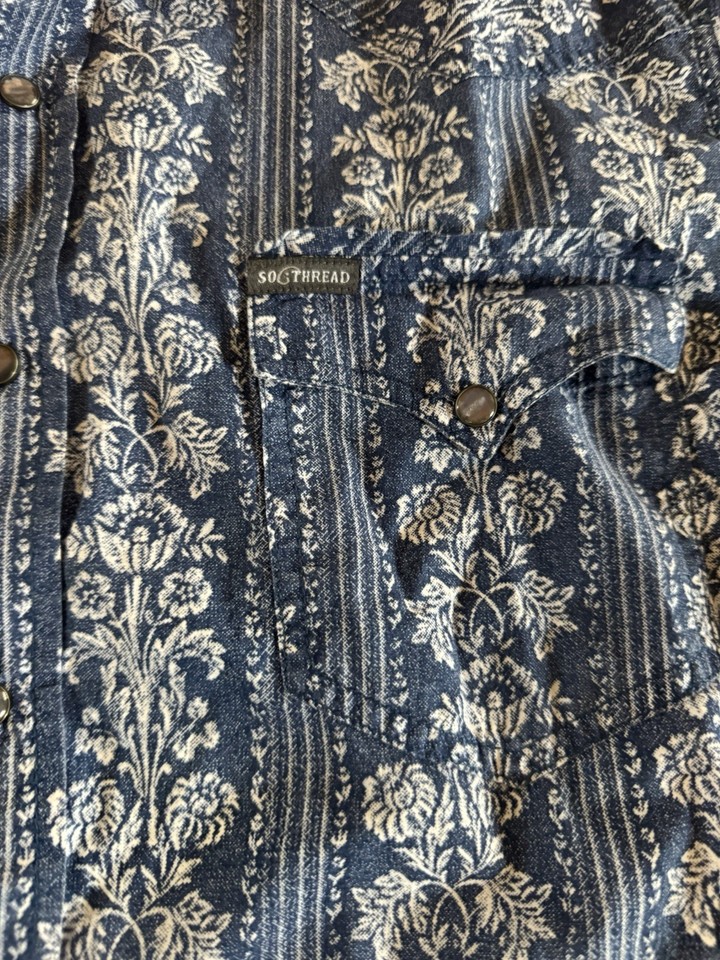 Southern Thread Shirt Mens XL Long Sleeve Pearl Snap Multicolor Floral ...
