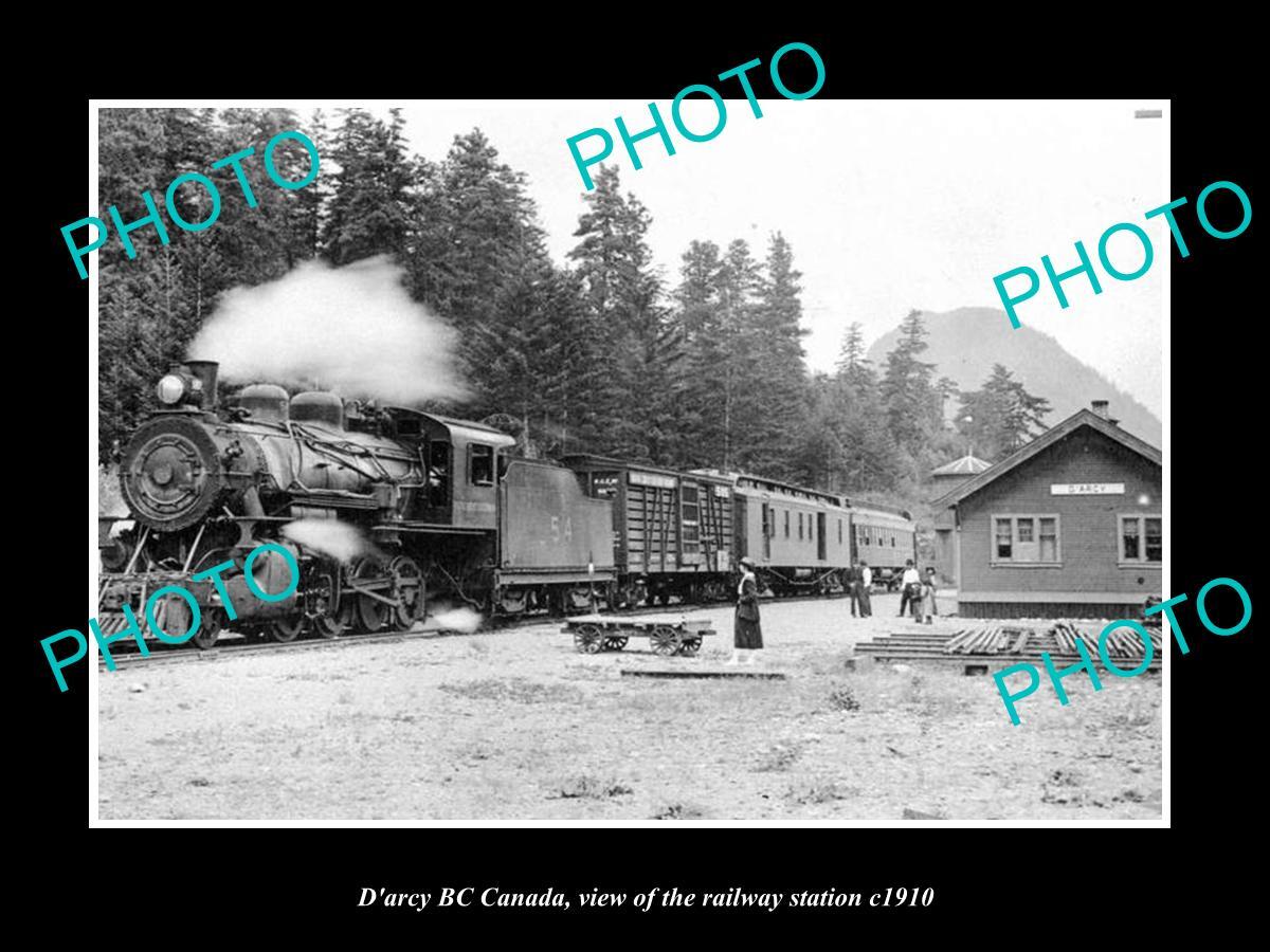 OLD 8x6 HISTORIC PHOTO OF D'ARCY BC CANADA THE RAILWAY STATION c1910 ...