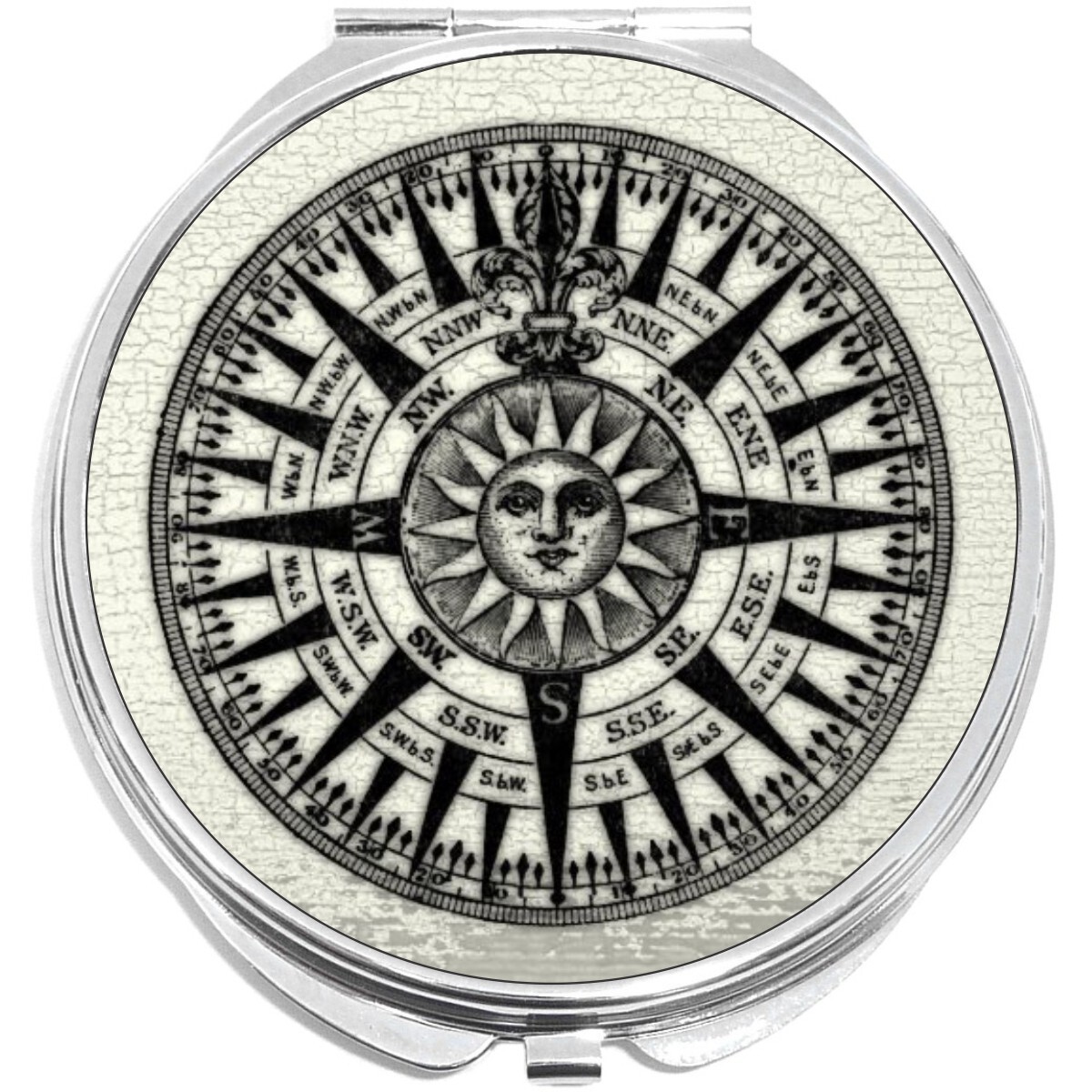 Retro Compass Vintage Design Compact with Mirrors - for Pocket or Purse ...