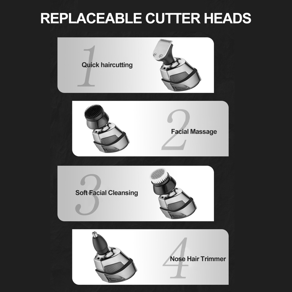 7D Cordless Shaver Hair Trimmer Men’s 5-In-1 Electric Head Shaver Razor ...