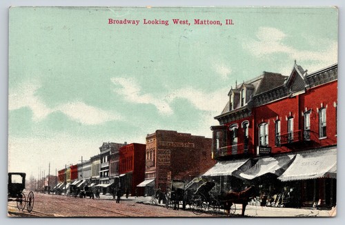 Mattoon Illinois~Ritter's Drugs~Singer Store~Horse & Buggies on ...