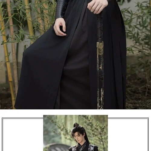 Plus Size Hanfu Men Ancient Chinese Hanfu Black Sets Cosplay Costume ...