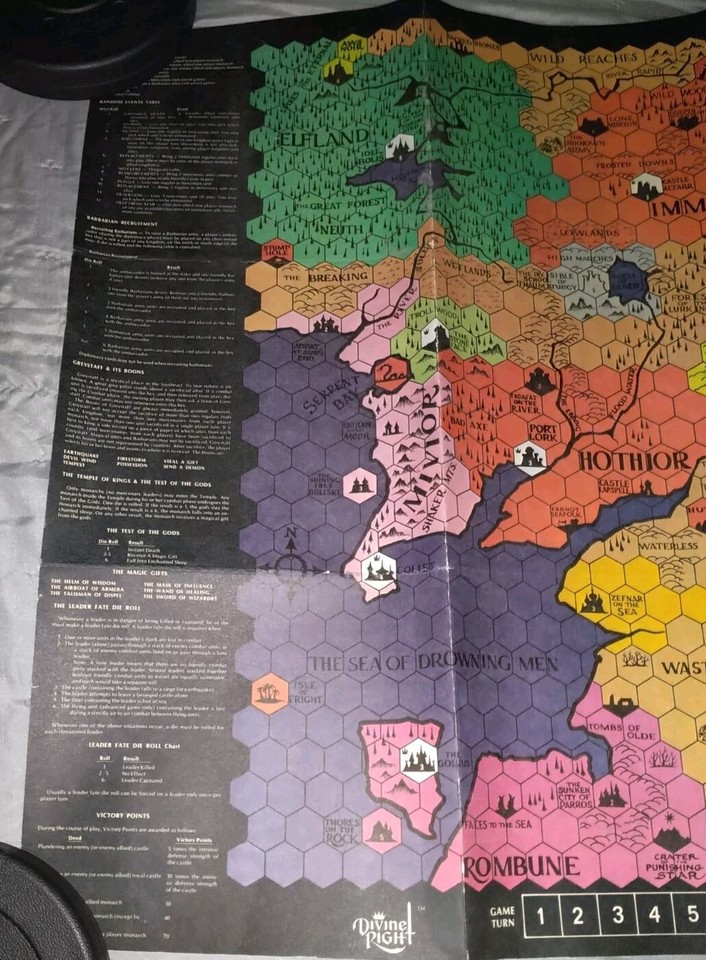 TSR Divine Right GAME BOARD MAP MAPSHEET WORLD 1979 Magic Realm AVALON ...