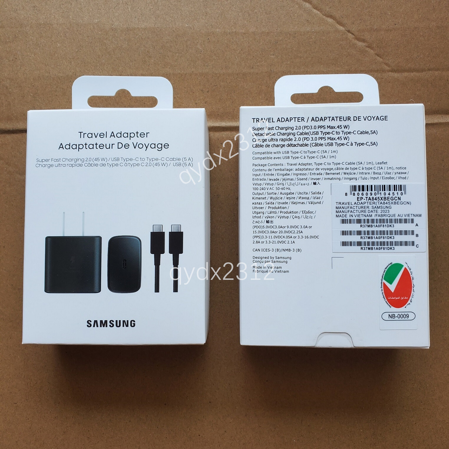 Original Samsung Adapter 45W Super Fast Charger & Cable Galaxy S24 S23 ...