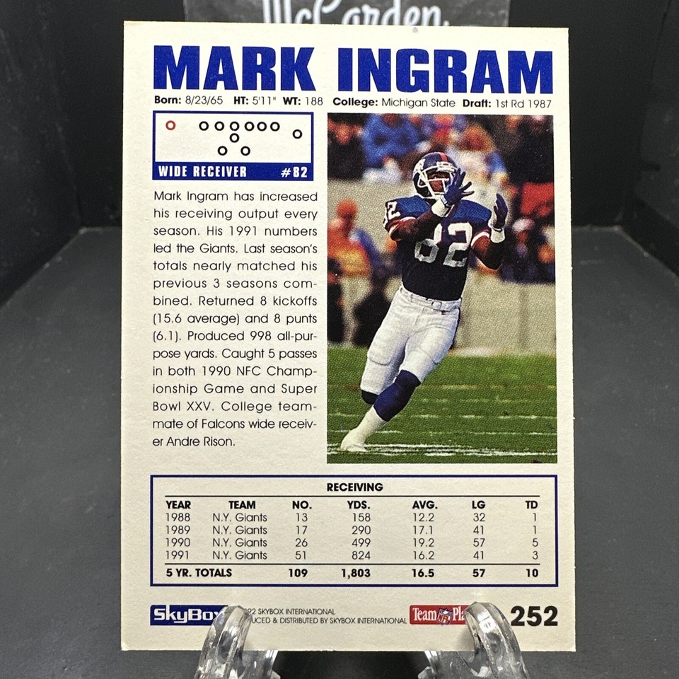 1992 Skybox Impact Mark Ingram #252 New York Giants | eBay