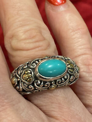 Samuel B Behnam Sterling 18k Turquoise? Agate? Amazonite? Ring 6 BJC ...