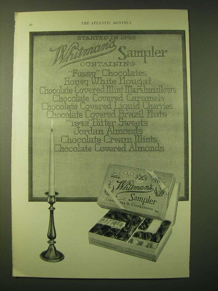 1924 Whitman's Sampler Chocolates Ad - Started in 1842 Whitman's ...
