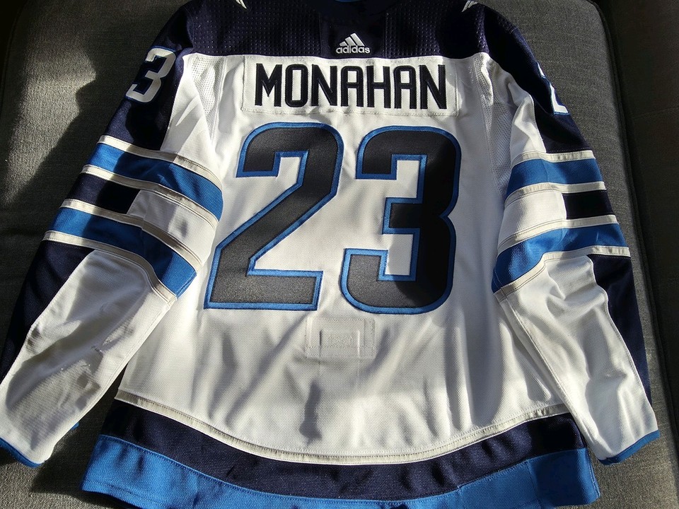 Sean Monahan Custom Winnipeg Jets Game Worn Jersey 2019-20 Adidas MiC ...
