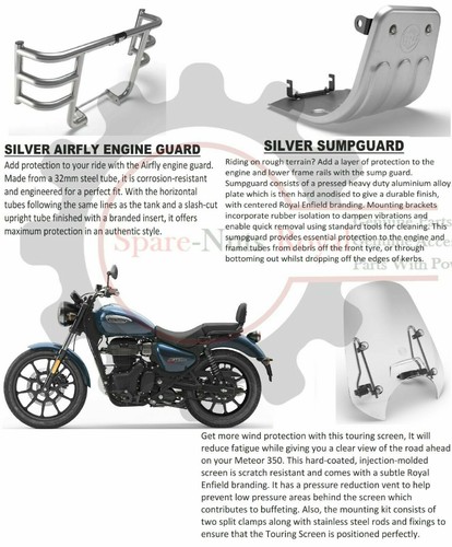 Royal Enfield Meteor 350 Silver Airfly Engine Guards Combo Pack Of 3 ...