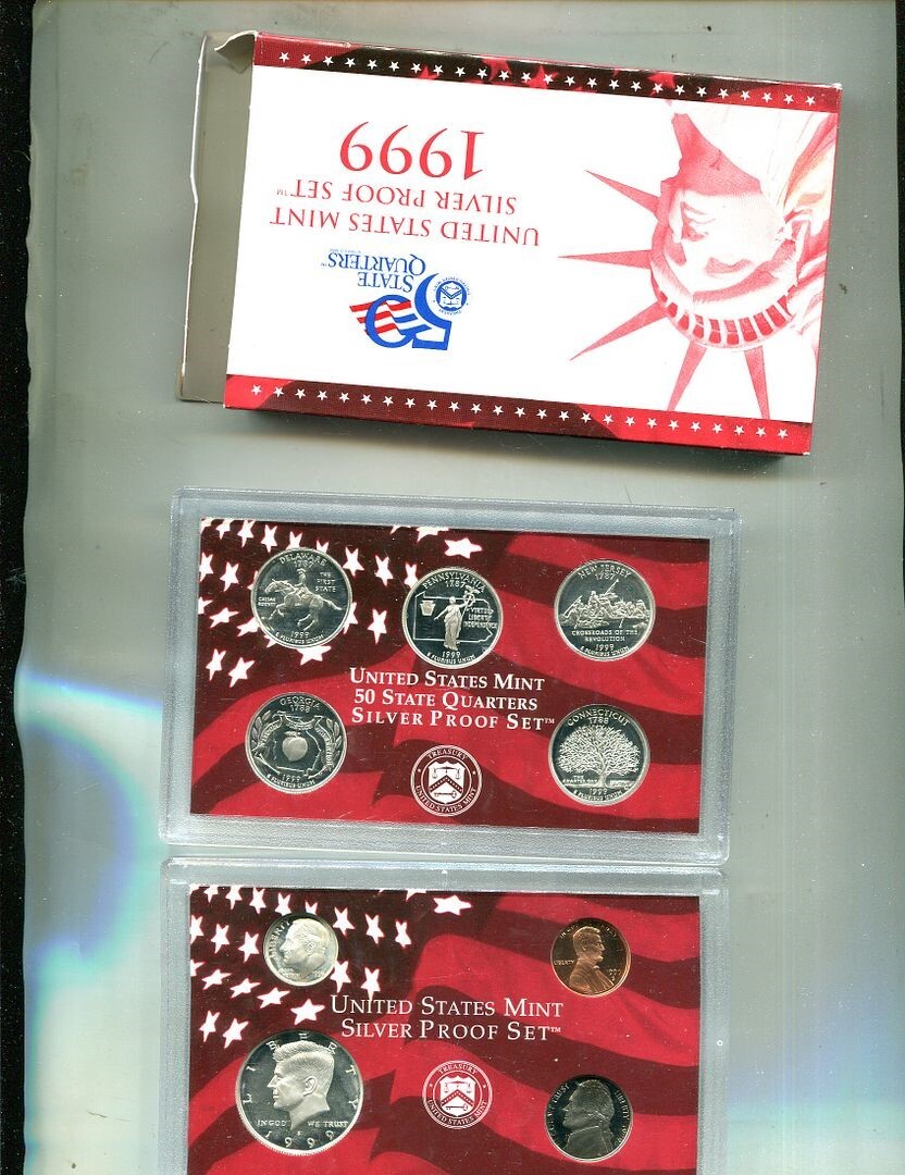 1999 S UNITED STATES 90% SILVER PROOF SET ORIGINAL GOVERNMENT BOX + COA ...