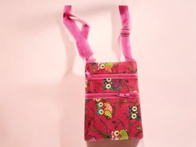 6.25" x 4.5" Red Colorful Owls Girls Mini 2 Zipper Crossbody Side Bag ...
