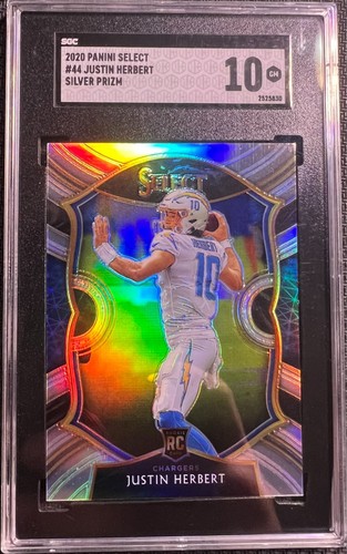 2020 Panini Select Concourse Silver Prizm Justin Herbert #44 RC SGC 10 ...