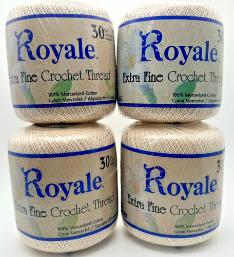 4 Pack ROYALE Extra Fine Crochet Thread Size 30 NATURAL 2000 yds Ecru Beige 73650919213| eBay