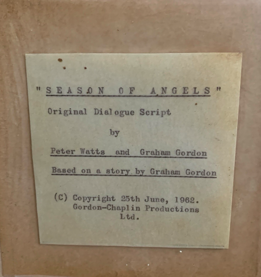 Season of Angels 1962 Original Dialogue Script Watts Gordon Chaplin ...