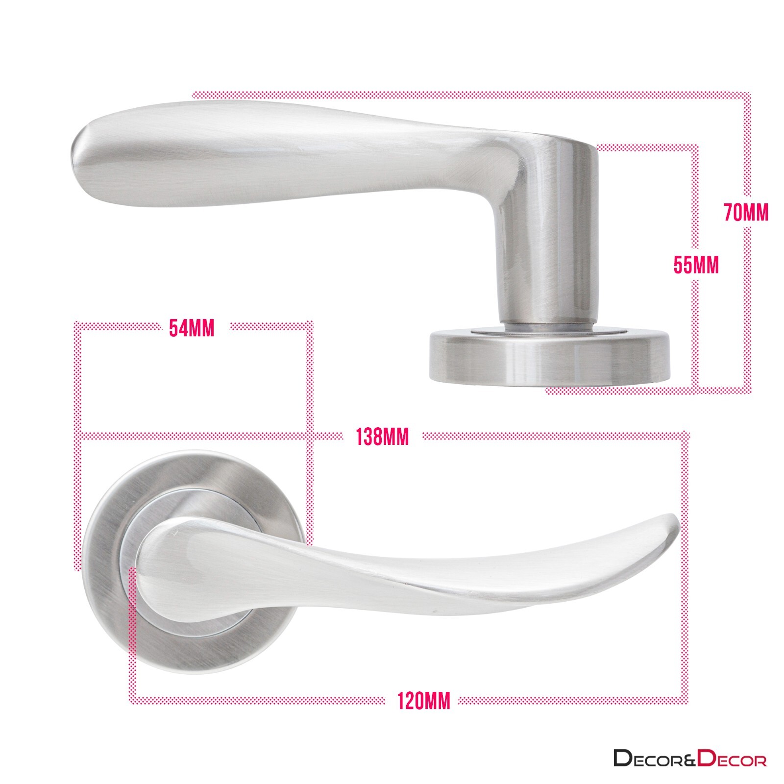 Brushed Chrome Internal Door Lever Handle Pack Latch Sash Bathroom Lock ...