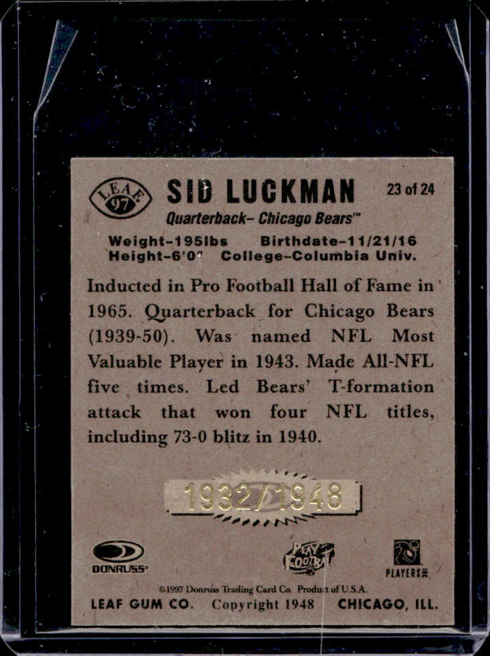 1997 Leaf Sid Luckman Reproductions Auto #/1948 #23 | eBay