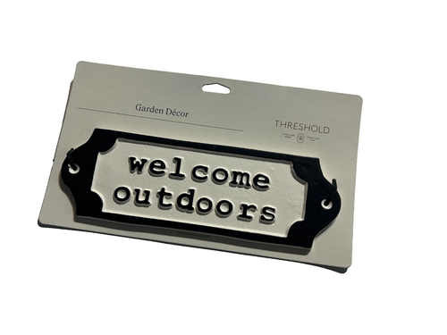 New Threshold 'Welcome Outdoors' Aluminum Sign Garden Decor | eBay