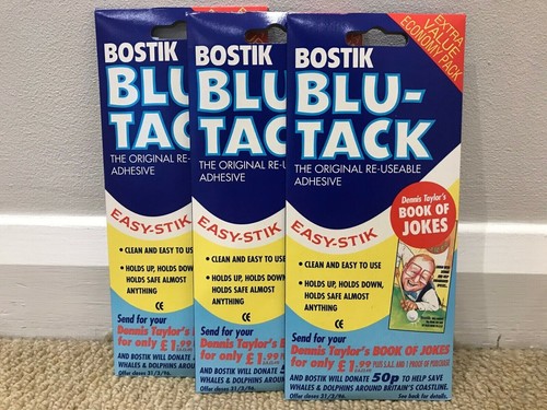 3 x Bostik Blu Tack Original Blue Sticky Reusable Tac Old Packaging ...