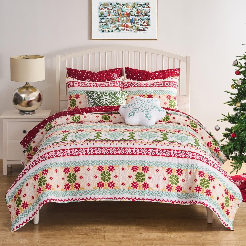 Greenland Home Fair Isle Reversible Holiday Quilt Set, 2-Piece Twin/XL ...