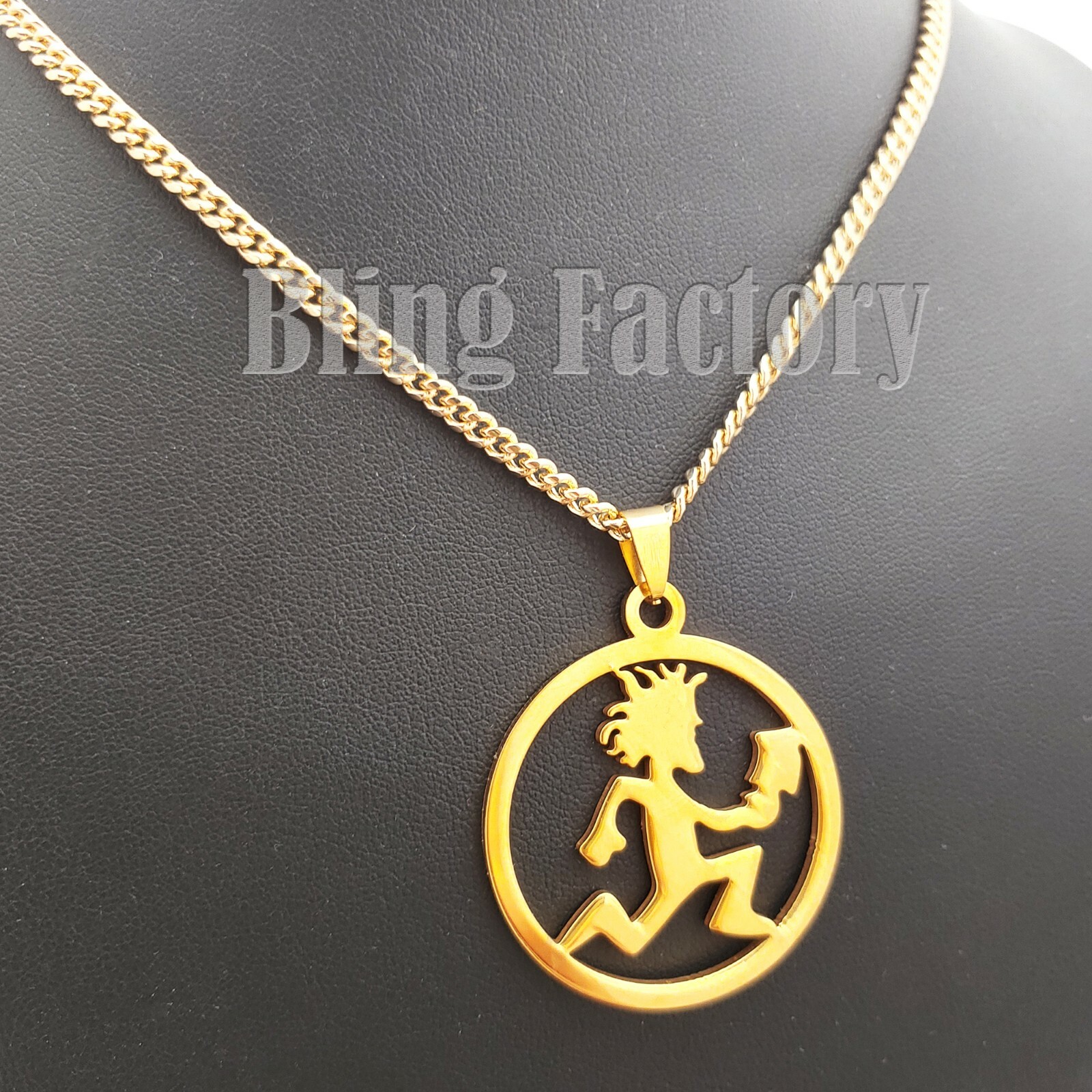 HIP HOP GOLD PT HATCHET RUNNER MAN PENDANT & 20" CUBAN CHAIN FASHION ...