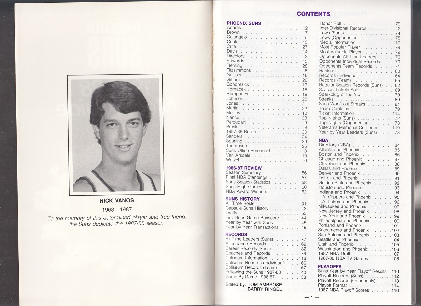Vintage Phoenix Suns 1987-88 NBA Media Guide | eBay