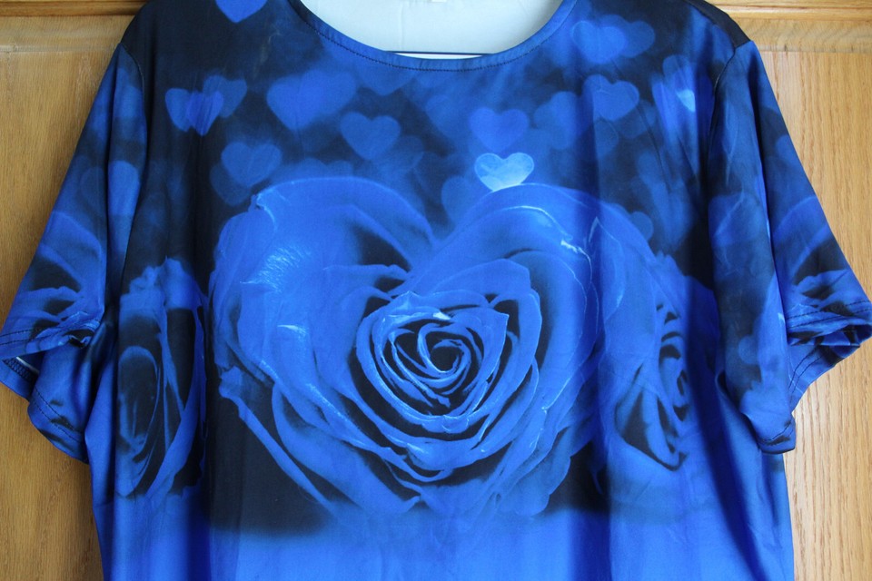 Woman's Temu Shirt Dark Blue/Medium Blue Short Sleeve 3XL NEW | eBay