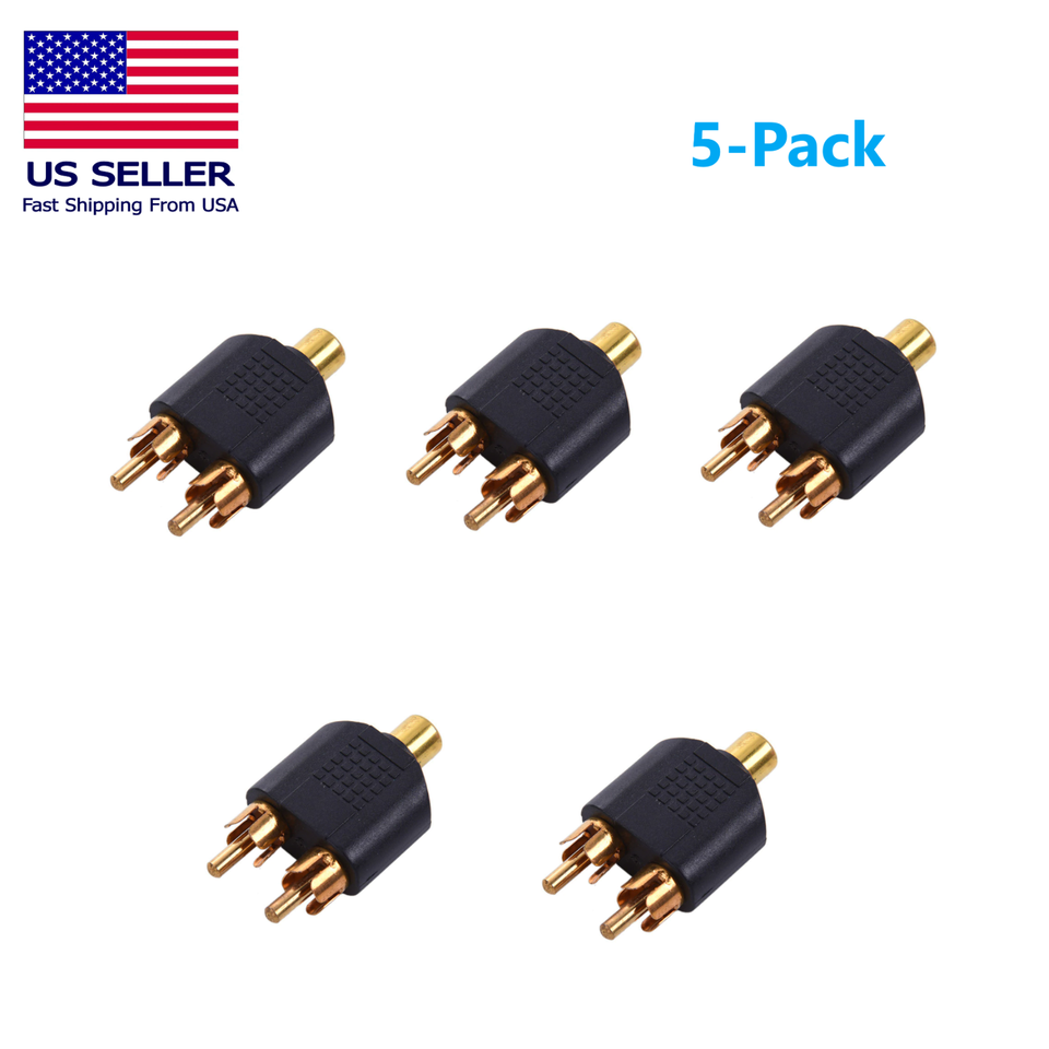 RCA Y-adapter 1-Female to 2-Male Splitter Cable Adapter for Subwoofer ...