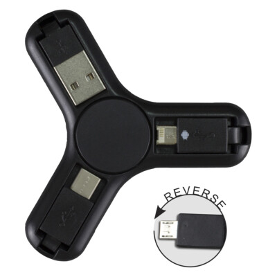 ⭐⭐⭐ eGain 3-in-1 Cable Spinner USB-A to USB-C, Lighting, Micro USB ⭐⭐⭐ ...