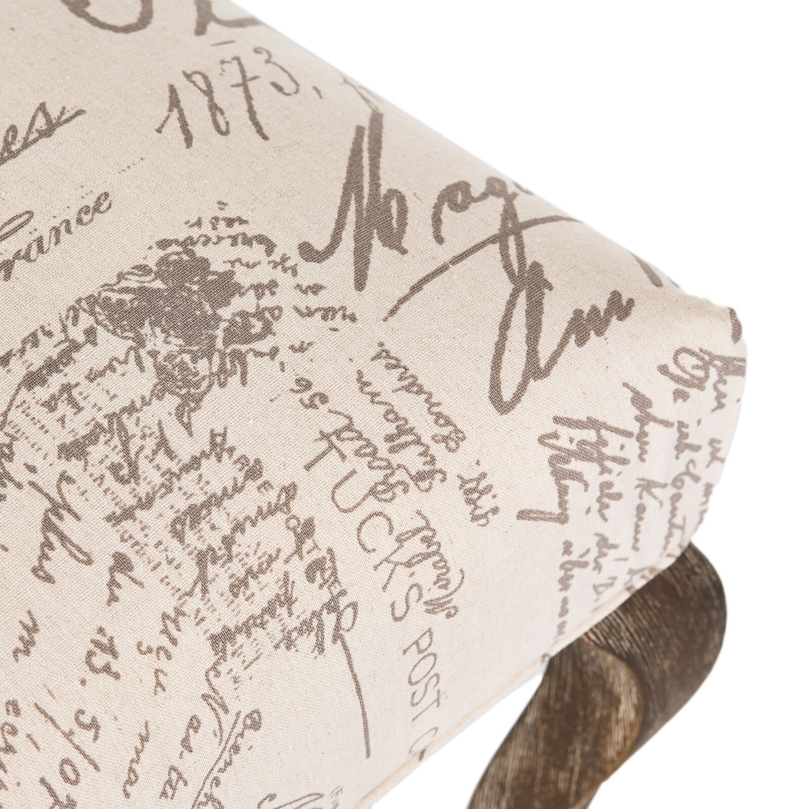 Crown Back French Script Beige Fabric Dining Chairs (Set of 2 ...