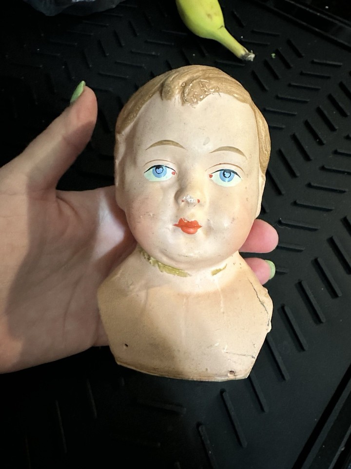 Antique Papier Paper Mache Baby Doll Head Only cute | eBay